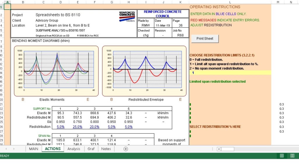 Reinforced concrete frame analysis spreadsheet to BS 8110 - Concise Info