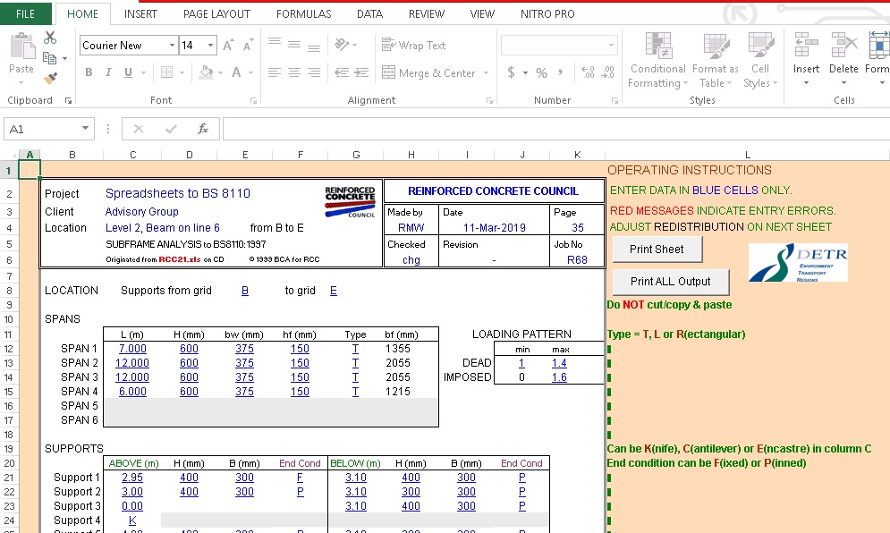 Reinforced concrete frame analysis spreadsheet to BS 8110 - Concise Info